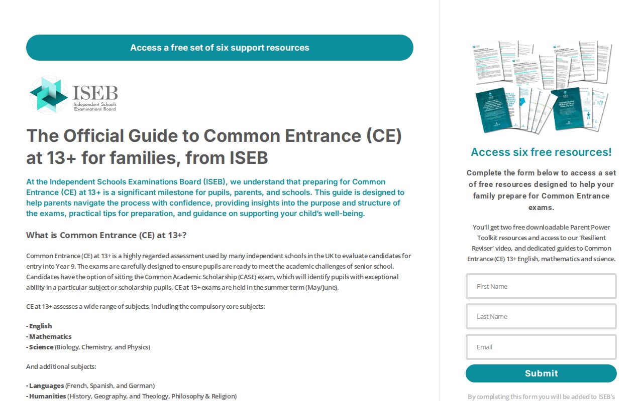 The Official Guide to Common Entrance (CE) 13+ for Families